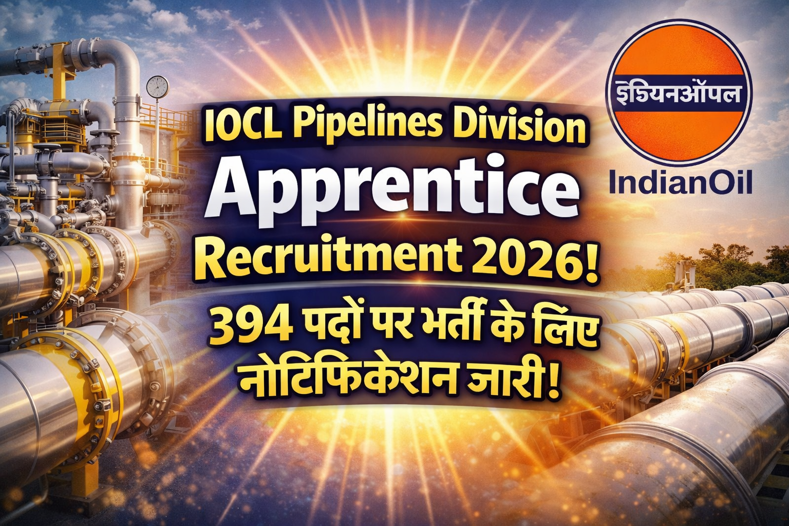 IOCL Pipelines Division Apprentice Recruitment 2026 : 394 पदों पर भर्ती ...